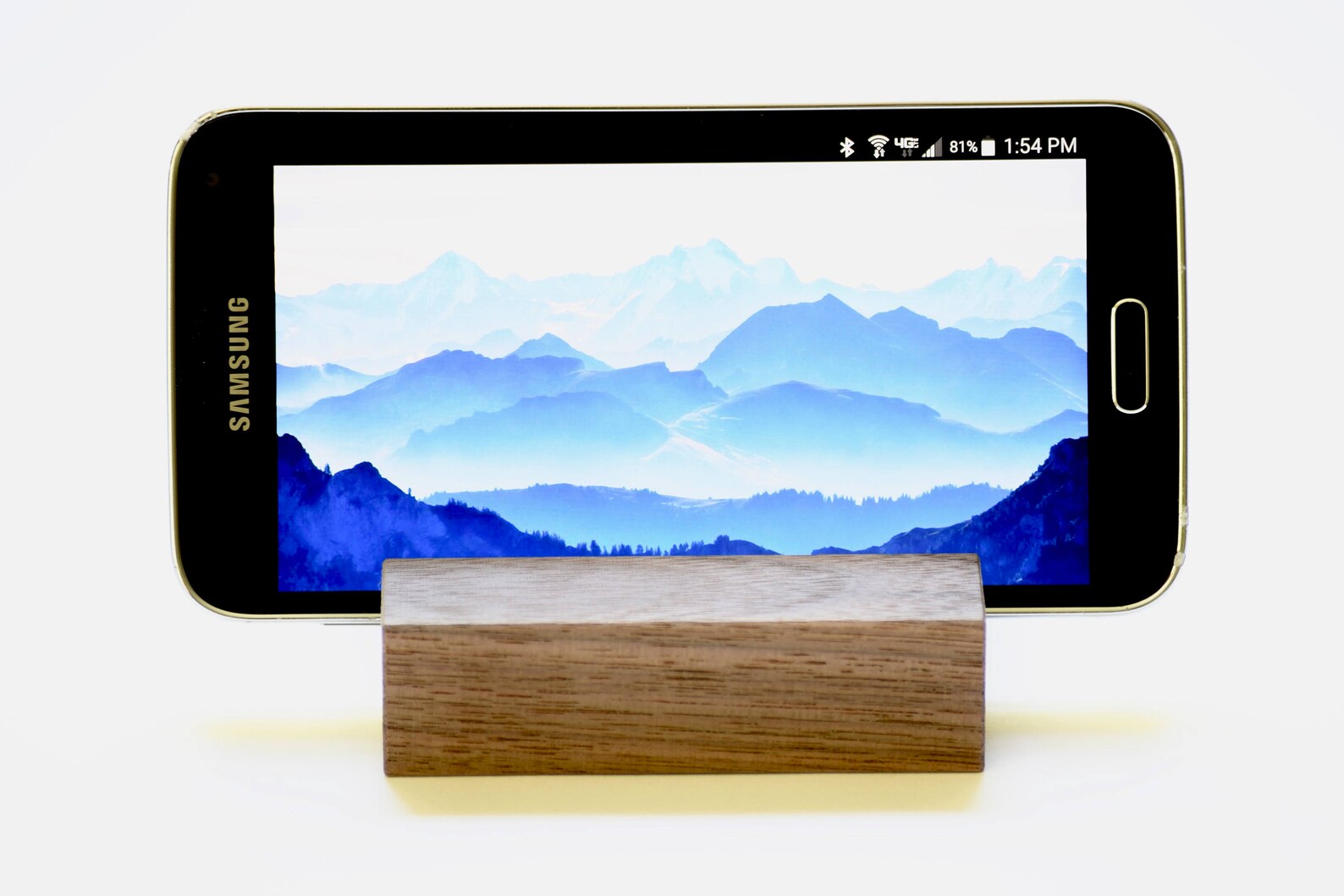 Walnut Wood Phone Stand | Dark Wood Smartphone Holder | Wooden Phone ...