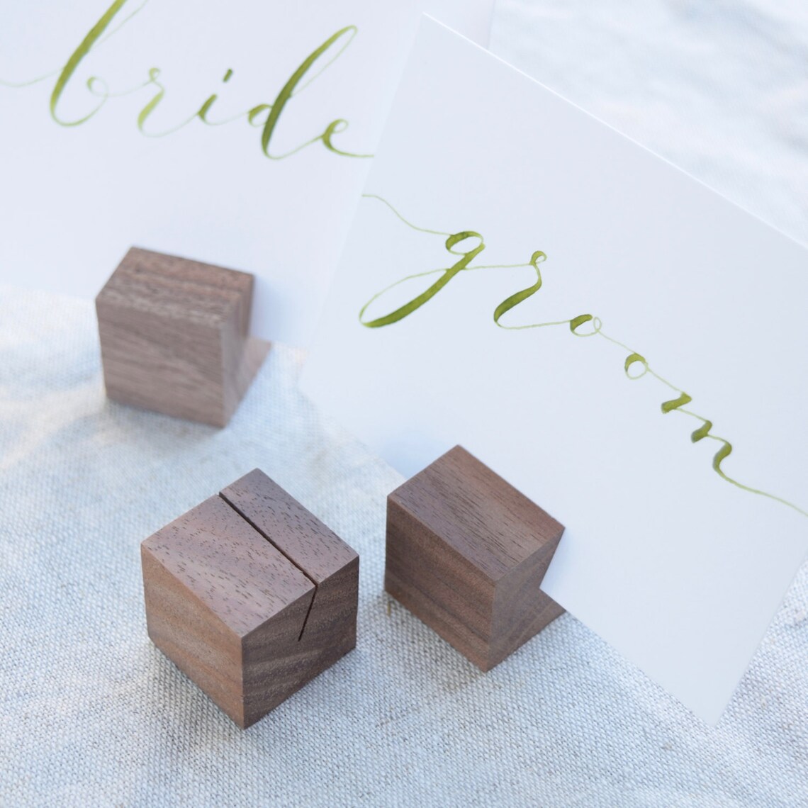 Walnut Wood Place Card Holders Set Place Card Stands | Etsy