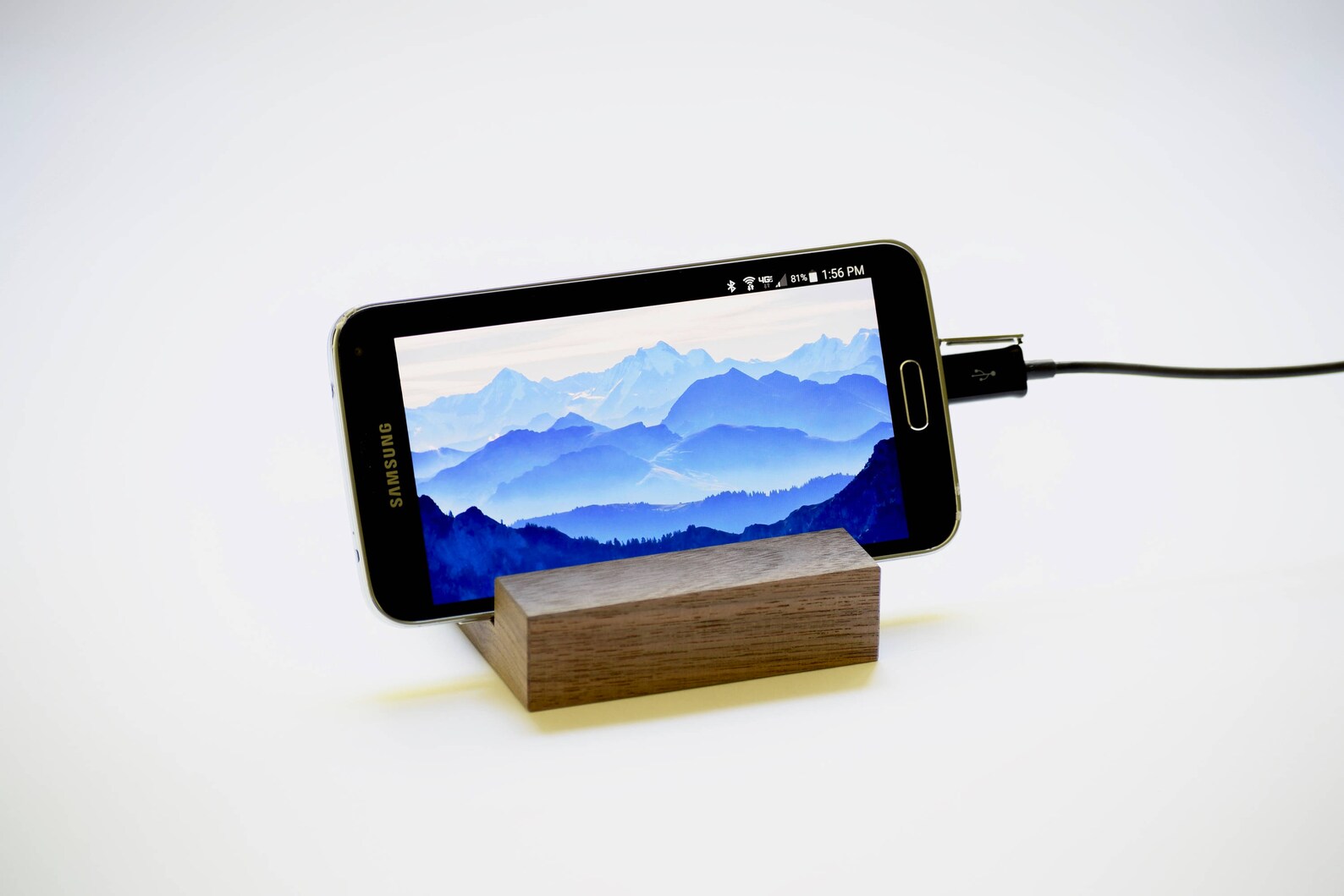 Walnut Wood Phone Stand | Dark Wood Smartphone Holder | Wooden Phone ...