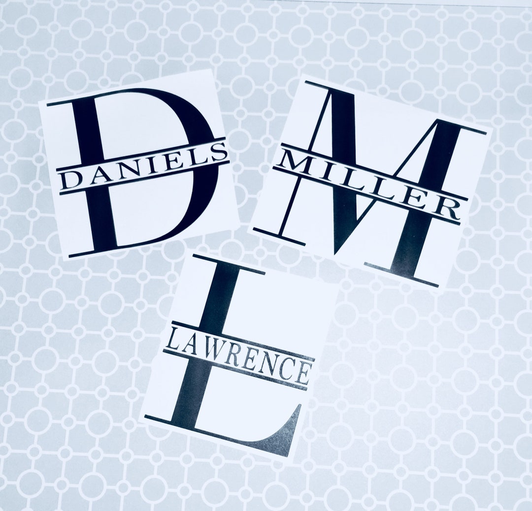 Last Name Decal Split Monogram Decal Last Initial Decal - Etsy