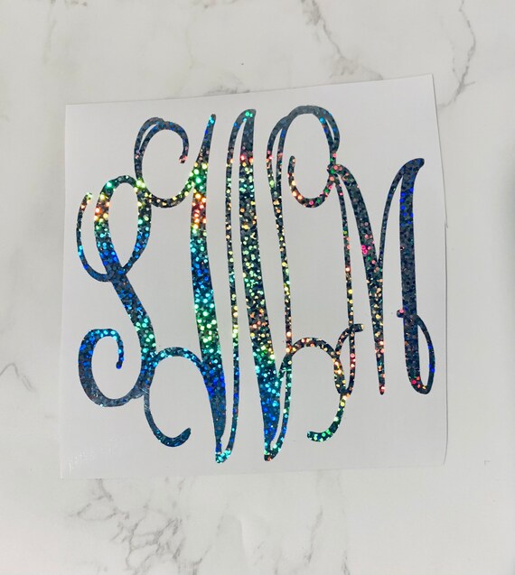 Glitter Monogram Decals Monogram Initial Decal Monogrammed - Etsy