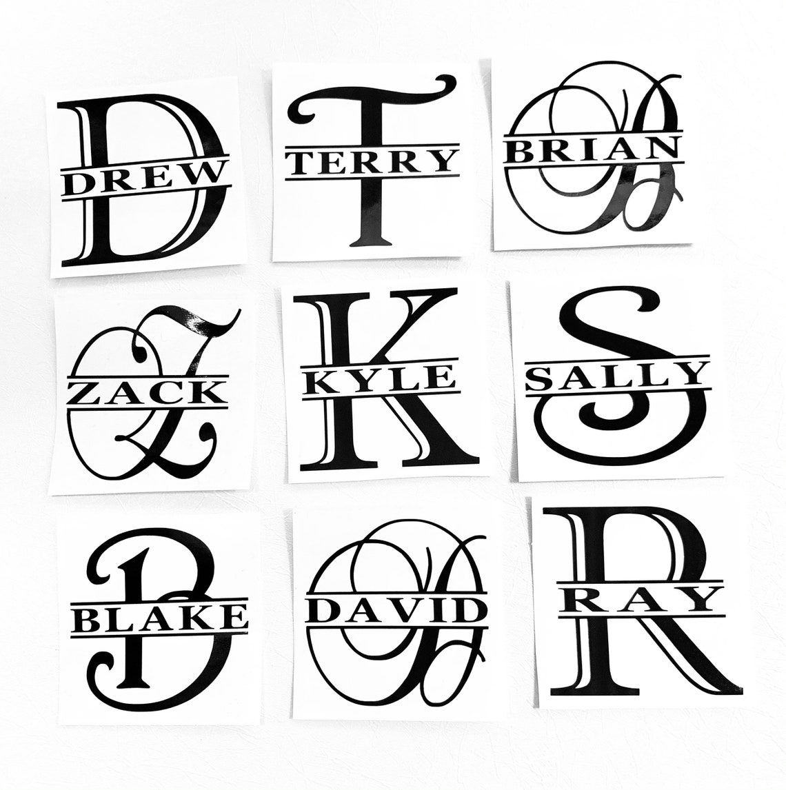 Family Name Decal Wedding Name Decal Split Initial Decal - Etsy