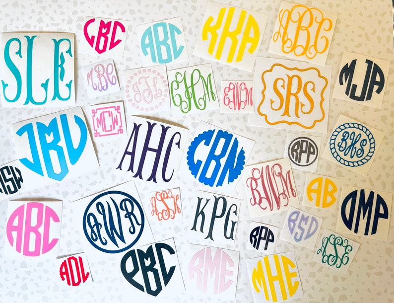 Monogram Decal Small Vinyl Initial Decal Personalized - Etsy