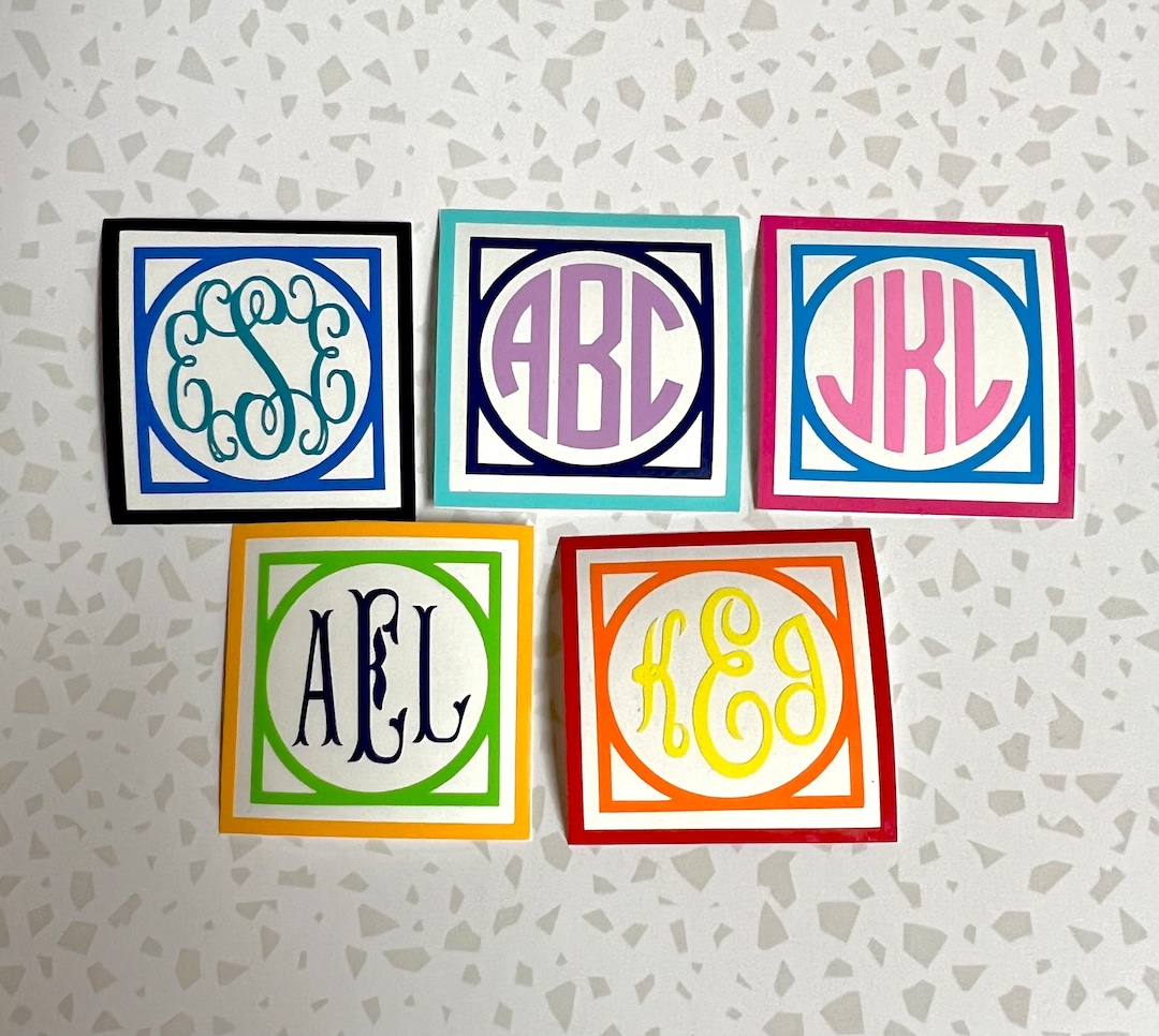 Multicolor Monogram Decal Preppy Frame Monogram Multi - Etsy