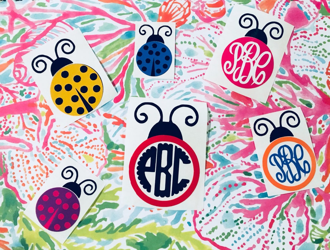 Ladybug Decal Lady Bug Monogram Decal Monogram Ladybug - Etsy