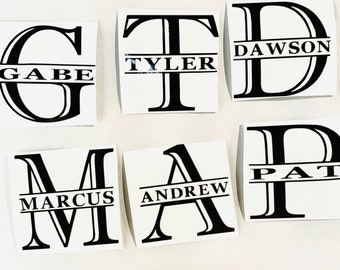 Family Name Decal Wedding Name Decal Split Initial Decal | Etsy