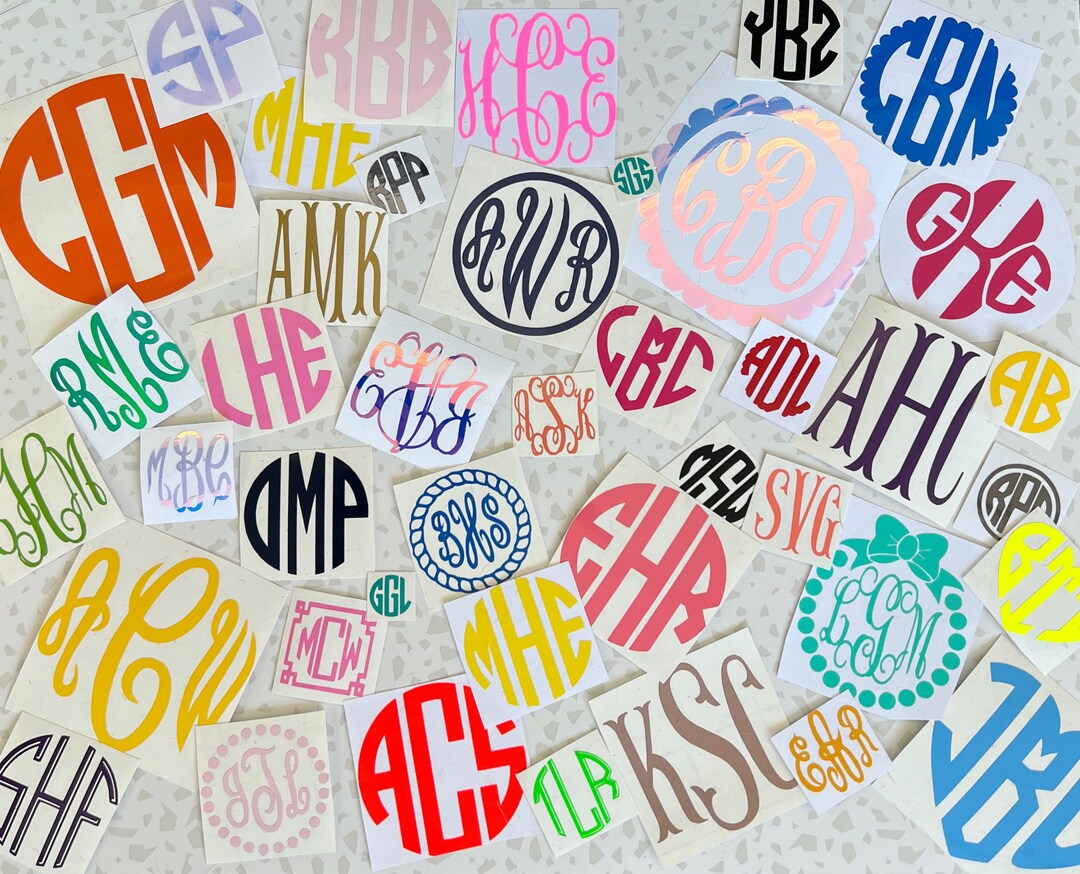 Personalized Monogram Decal Small Vinyl Initial Decal Personalized ...