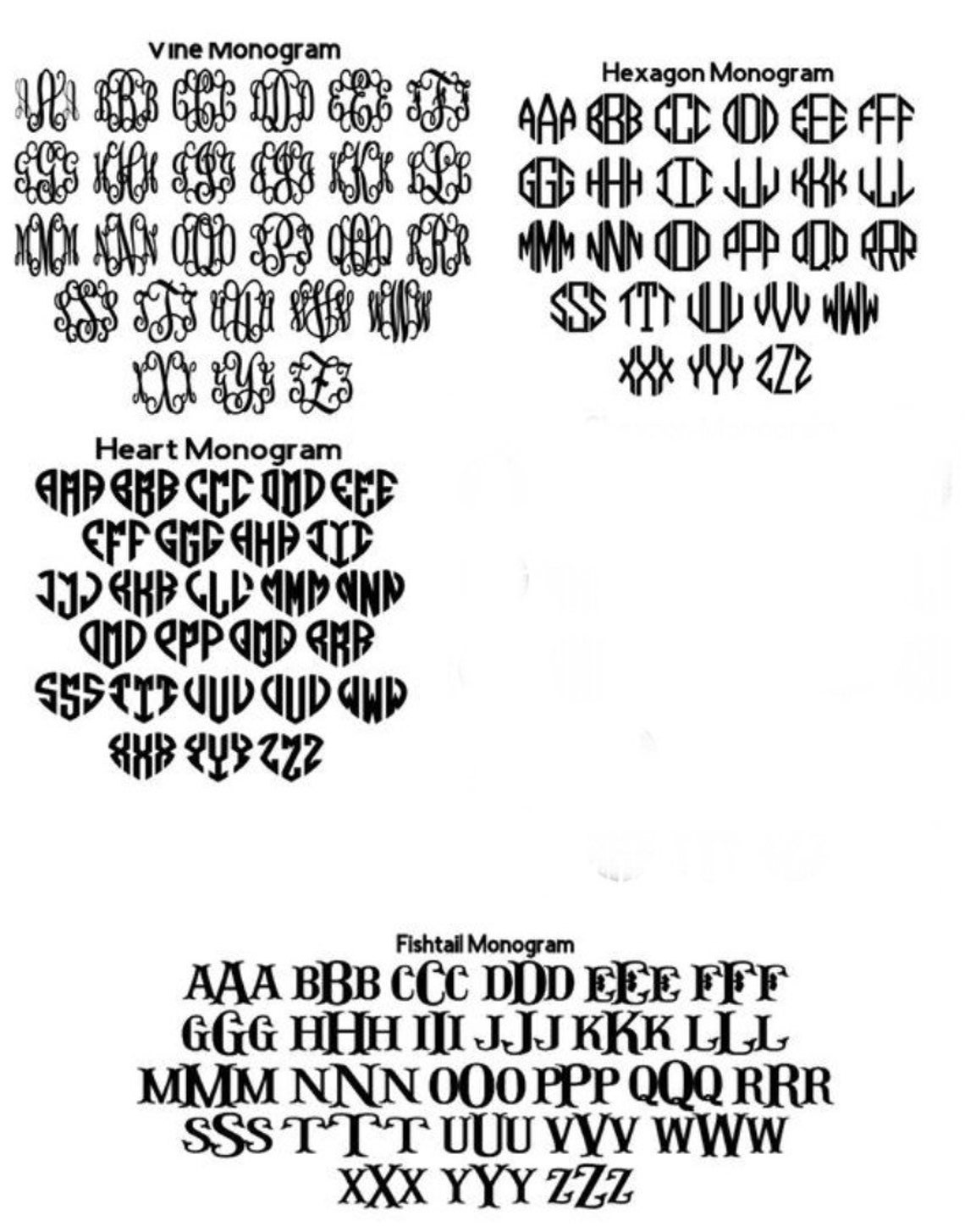 Monogram Decal Sheet Monogram Sheet Monogram Decal Bundle - Etsy