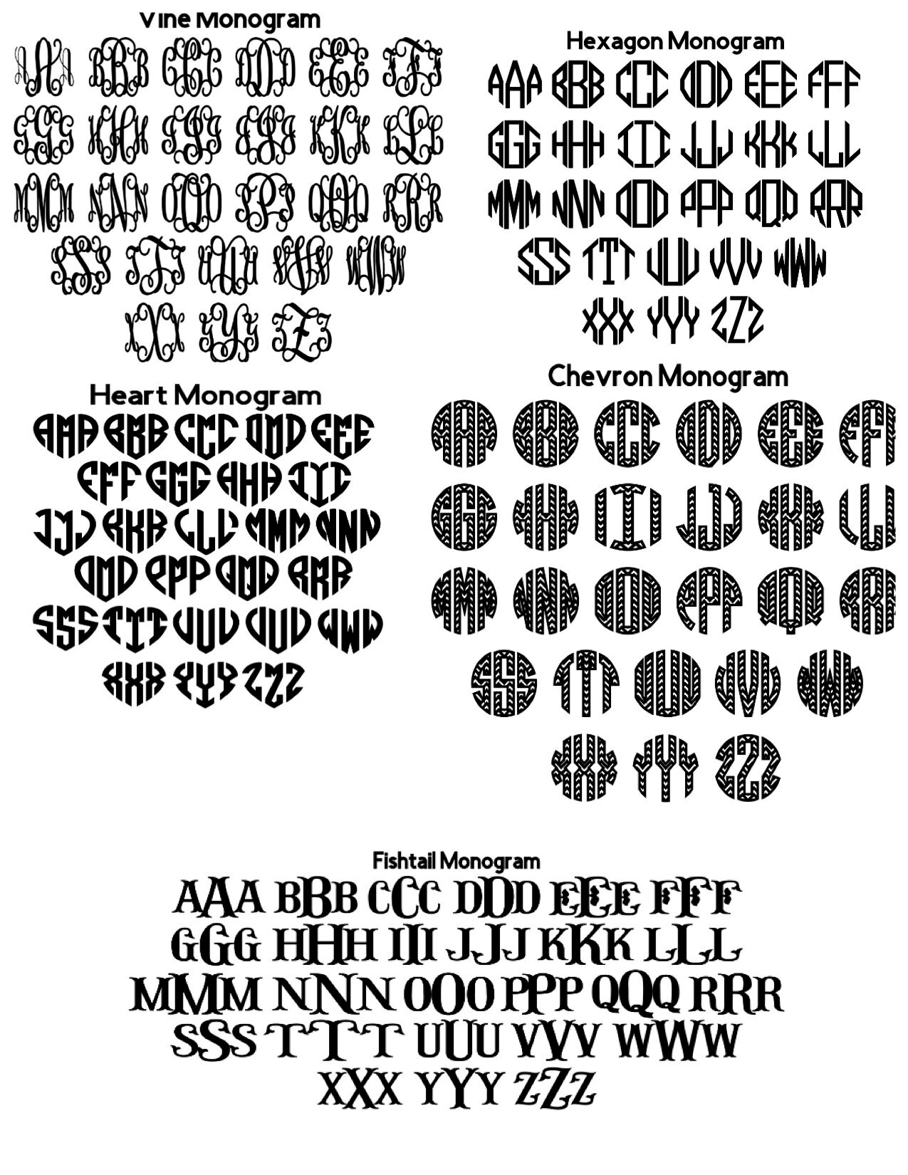 Mini Monogram Bundle Monogrammed Set 4 Monogram Decals - Etsy