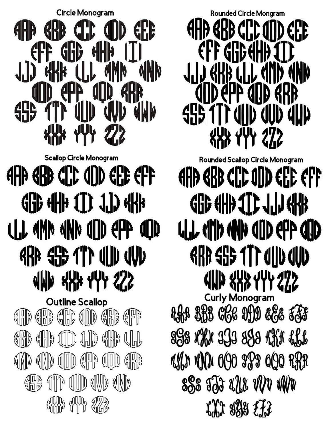 4 Initial Monogram Decal Four Letter Monogram Decal 4 | Etsy