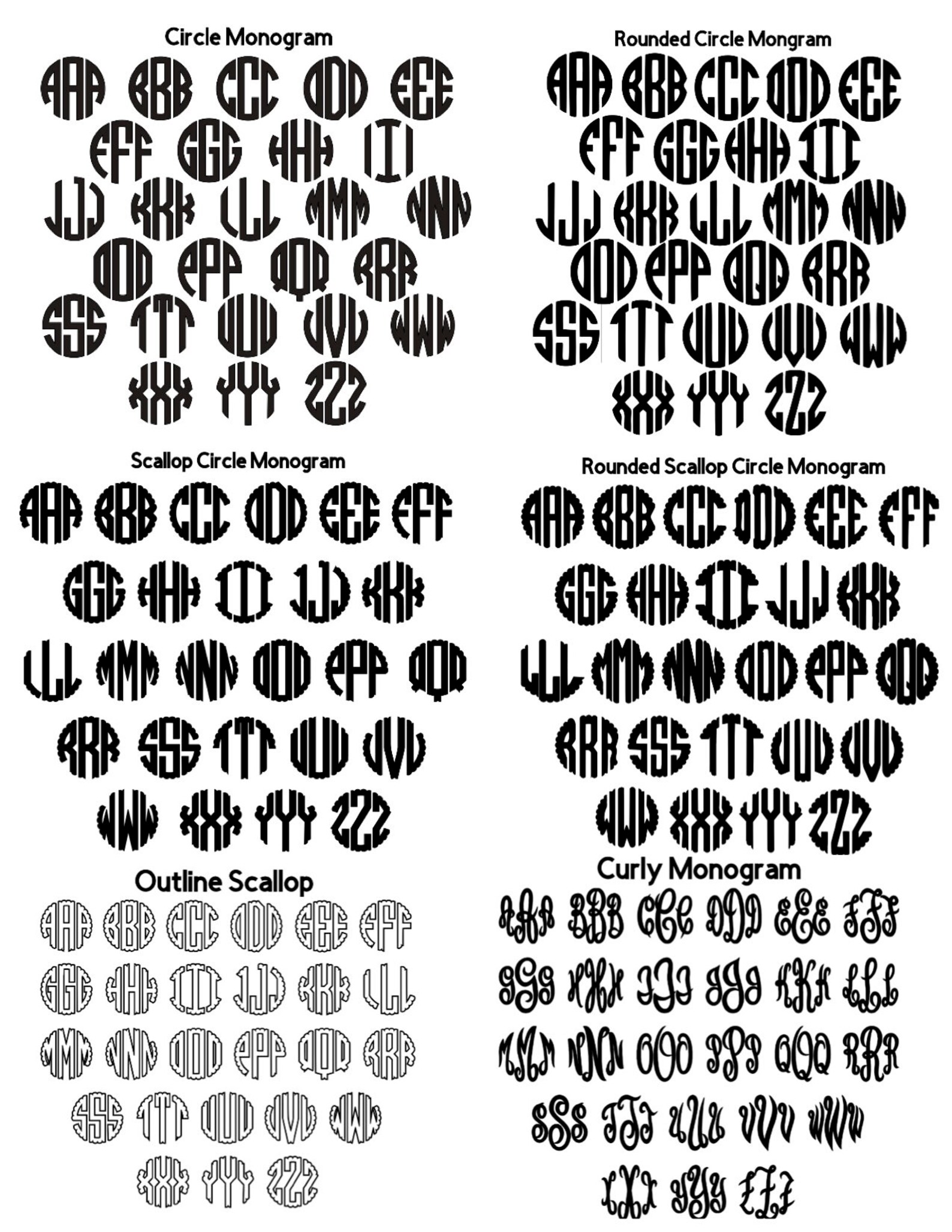 4 Initial Monogram Decal Four Letter Monogram Decal 4 - Etsy