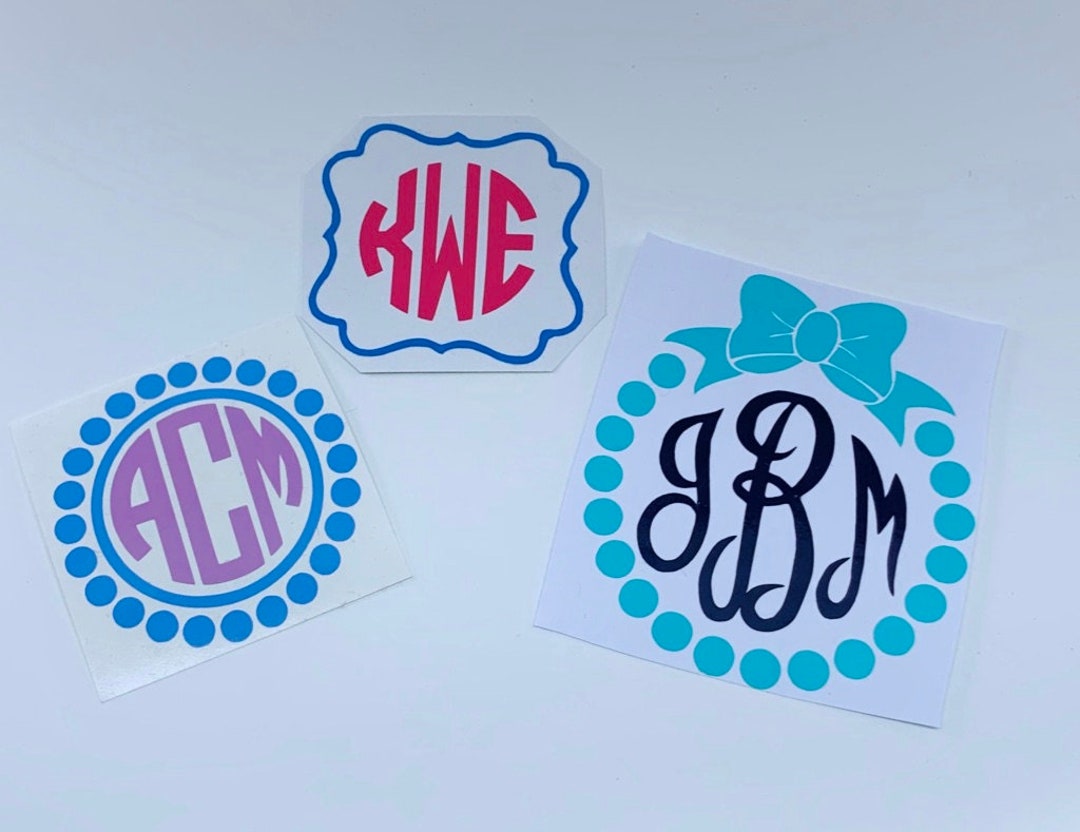 Multicolor Monogram Decal Two Color Monograms Multi - Etsy