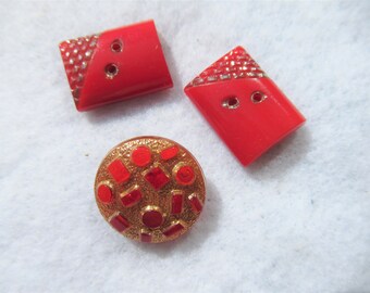 Ruby Glass Buttons - Etsy