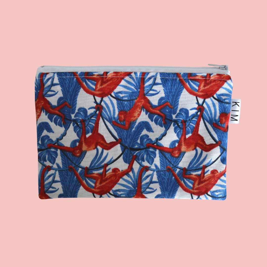 Blue Case With Monkeys School Pouch Pen Pocket School Supplies Make-up ...