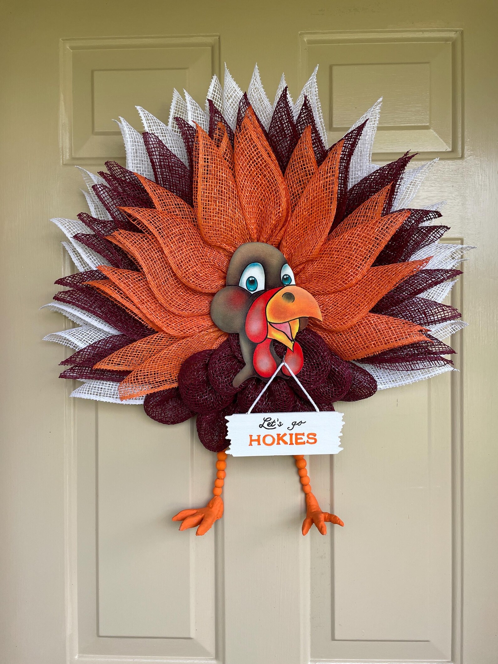 Poly Burlap Turkey Wreath: Thanksgiving or Virginia Tech Hokie Colors ...