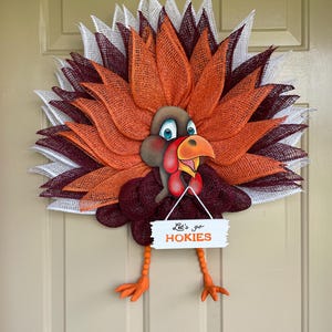 Poly Burlap Turkey Wreath: Thanksgiving or Virginia Tech Hokie Colors ...