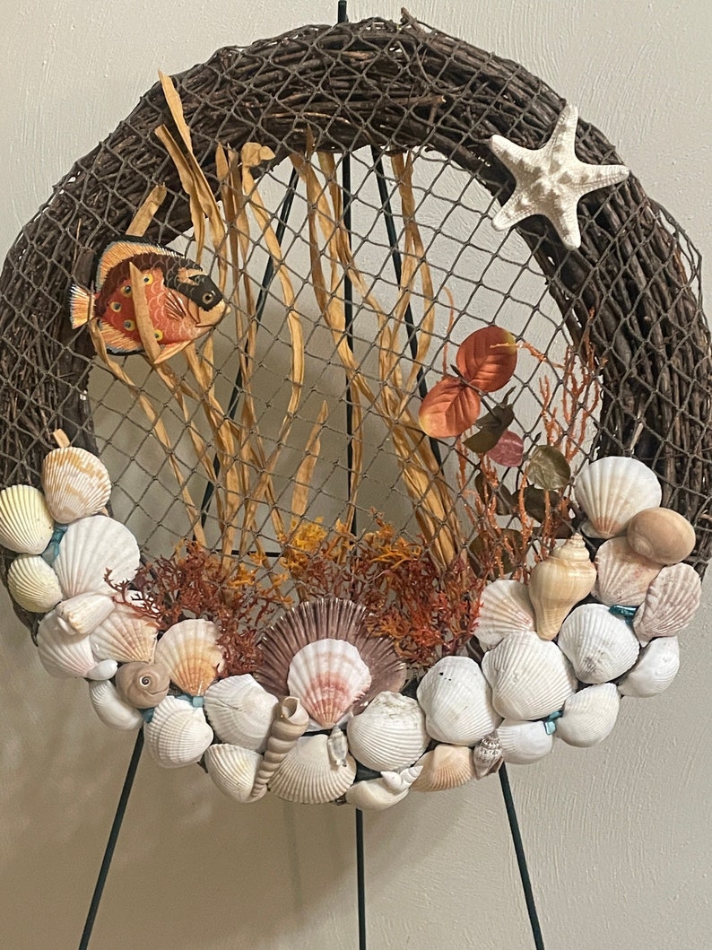 Shell Wreath Fish Wreath Fishnet Wreath Coastal Wreath - Etsy