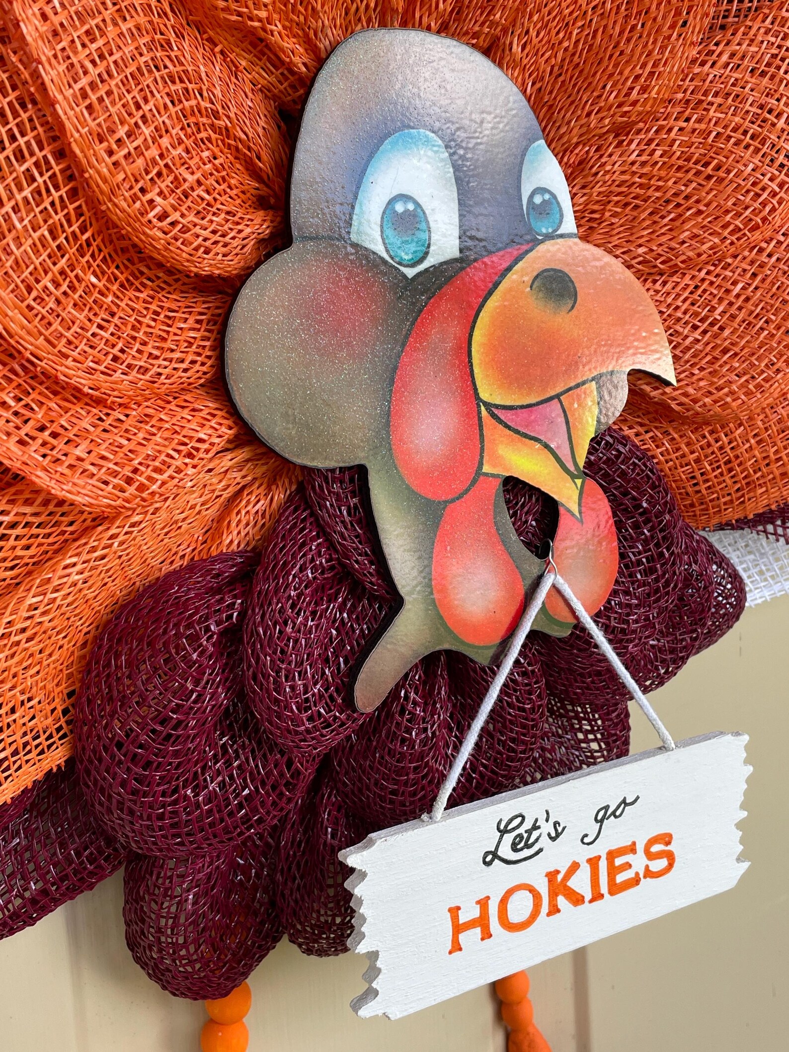 Poly Burlap Turkey Wreath: Thanksgiving or Virginia Tech Hokie Colors ...