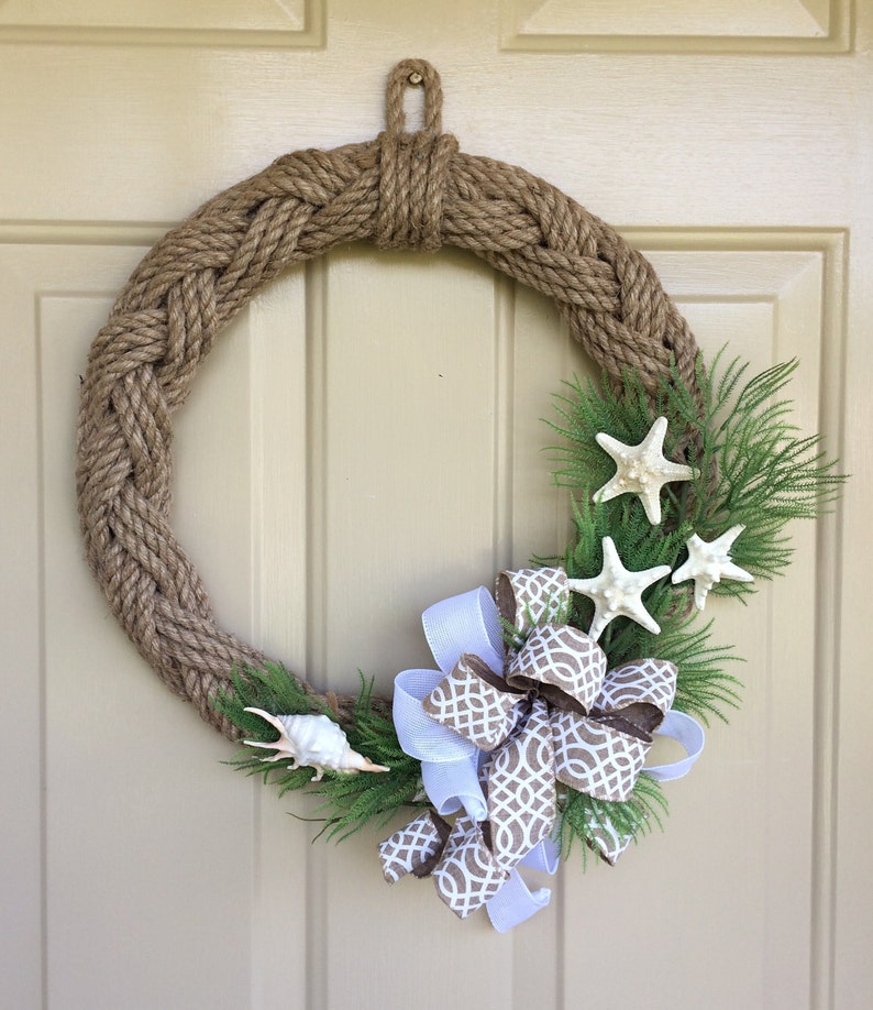 Simply Beachy Rope and Shell Wreath - Etsy