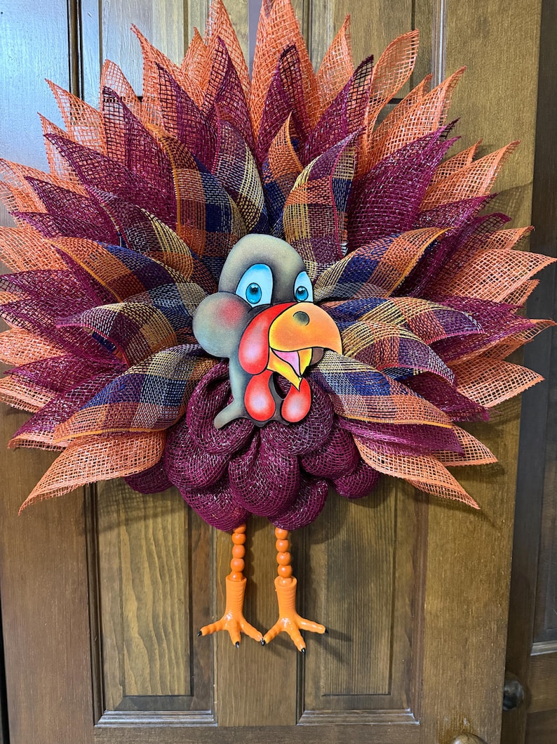 Poly Burlap Turkey Wreath: Thanksgiving or Virginia Tech Hokie Colors ...