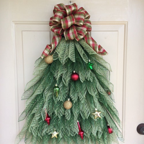 Large Christmas Tree Wreath Deco Mesh Christmas Wreath - Etsy Large Christmas Tree Wreath Deco Mesh Christmas Wreath - Etsy