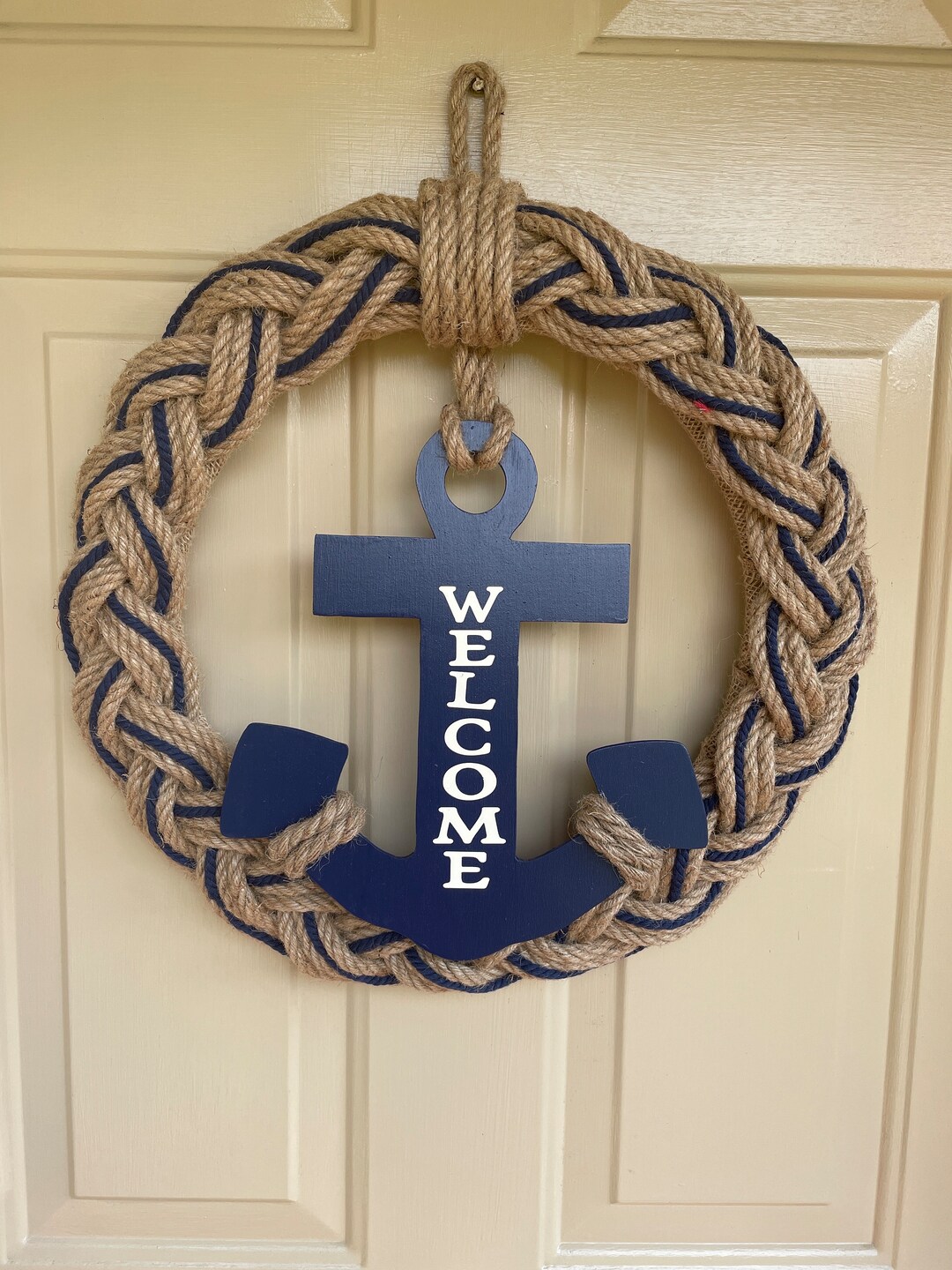 Braided Jute Rope Welcome Anchor Wreath With or Without Coordinated ...