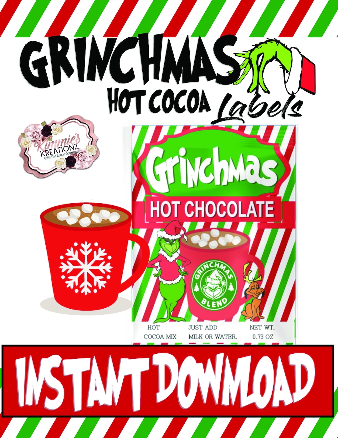 HOT CHOCOLATE LABELS | Grinchmas - Etsy