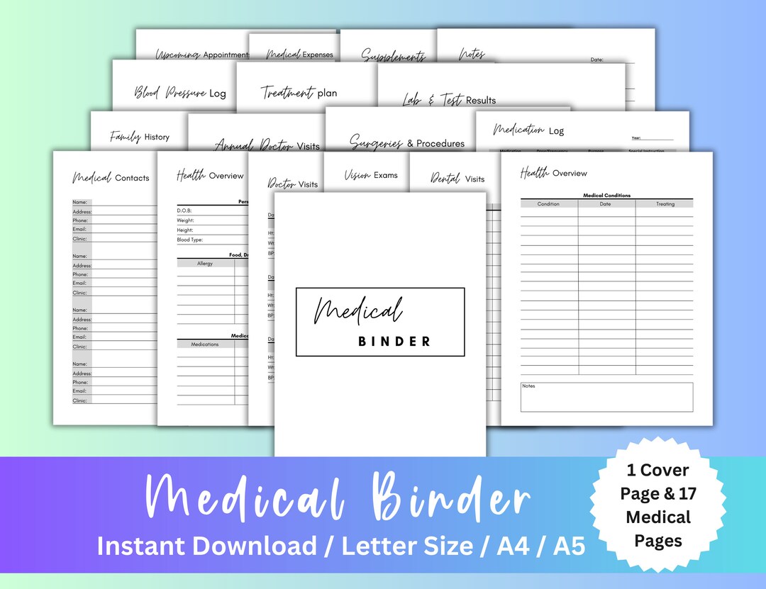 Medical Binder Medical Binder Printable Medical Tracker - Etsy