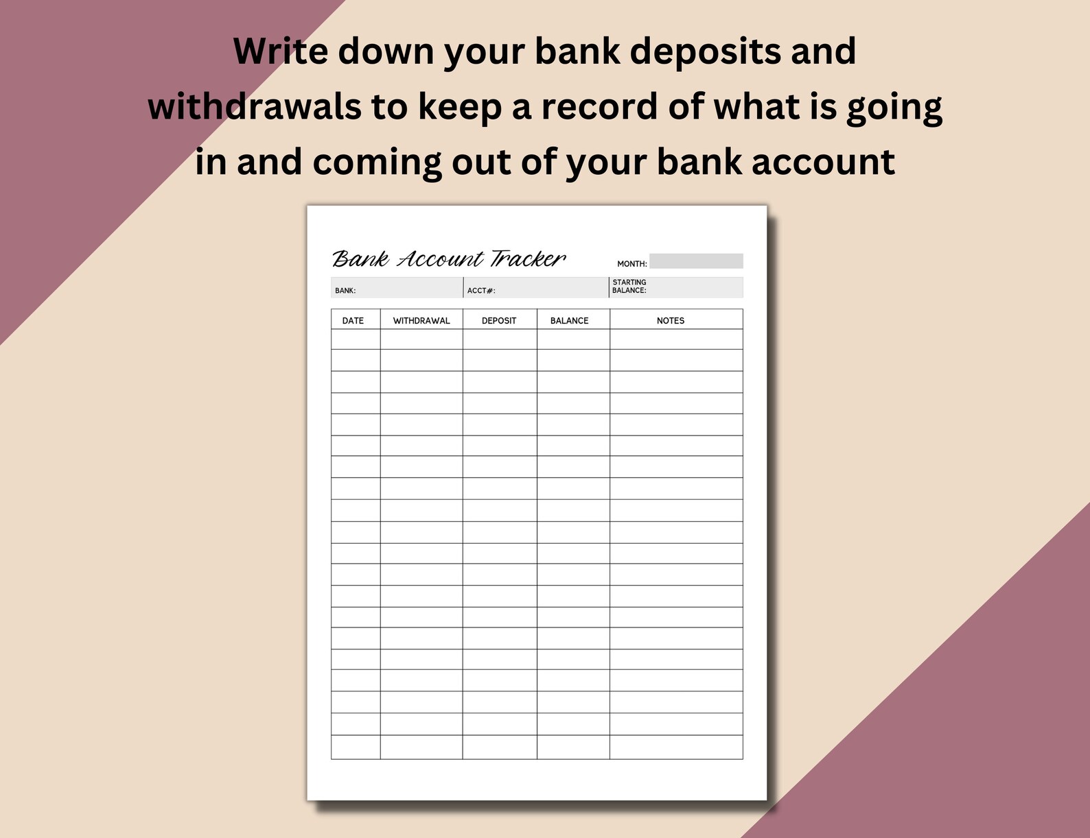 Bill Tracker Printable and Bank Account Tracker Printable to Help Keep ...