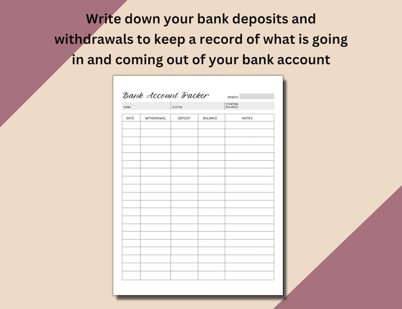Bill Tracker Printable and Bank Account Tracker Printable to Help Keep ...
