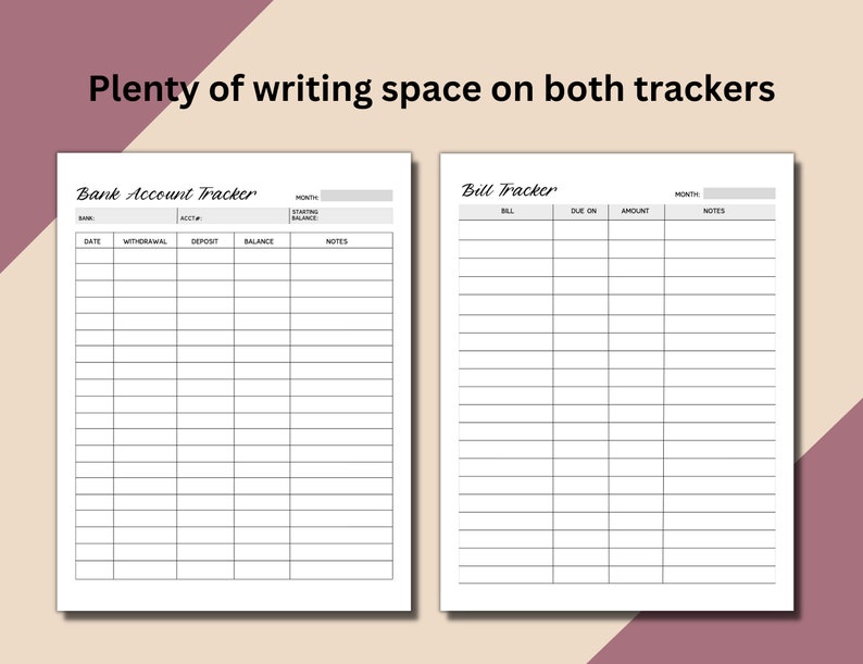 Bill Tracker Printable and Bank Account Tracker Printable to Help Keep ...