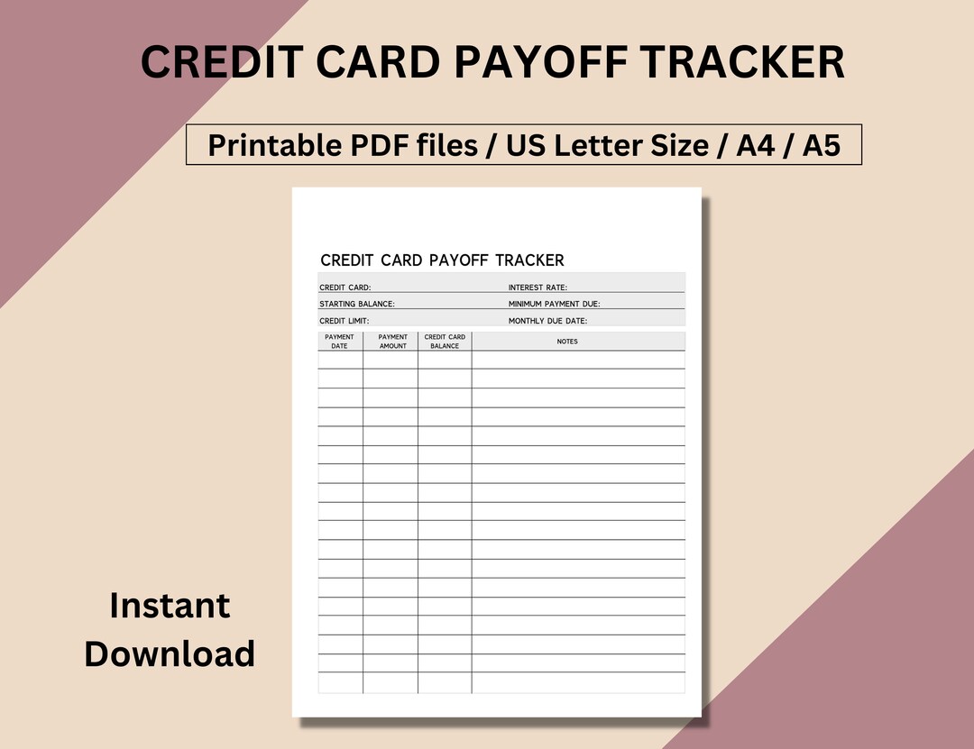 Credit Card Payoff Debt Payoff Tracker Financial Planner to - Etsy