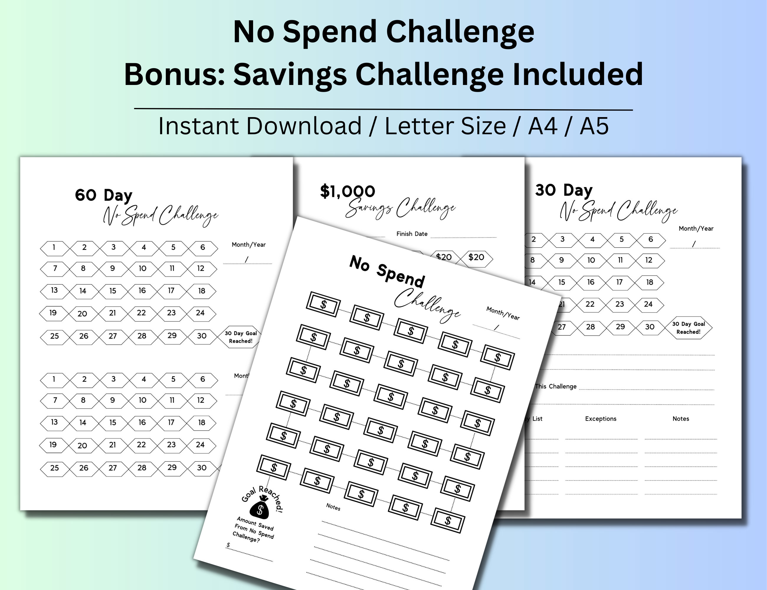 No Spend Challenge, Savings Challenge, Money Challenge, 30 Day No Spend ...
