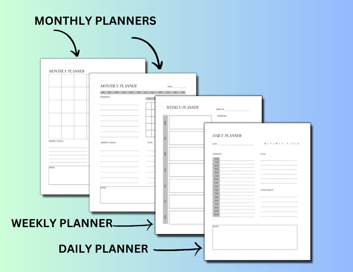 Daily Schedule Daily Planner Printable Weekly Planner - Etsy