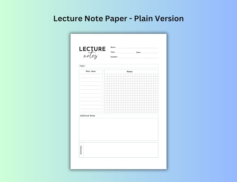 Lecture Notes, Note Paper, Dotted Notes, Lined Notes, Writing Paper ...