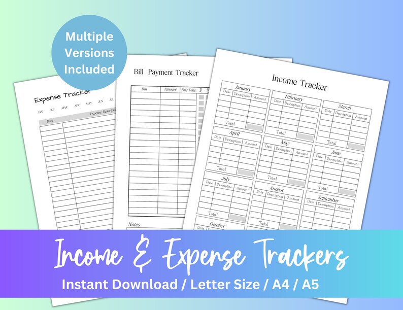 Income and Expense Tracker, Bill Tracker, Financial Planner, Income ...