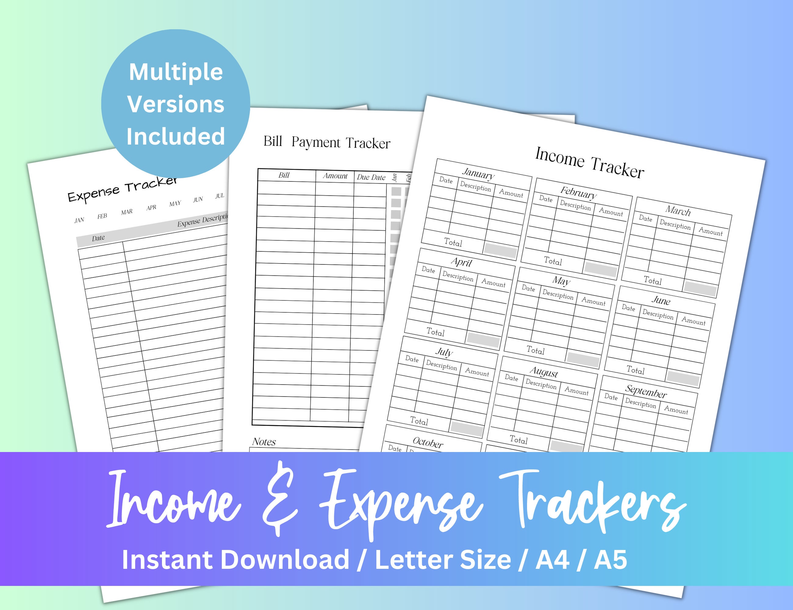 Income and Expense Tracker, Bill Tracker, Financial Planner, Income ...