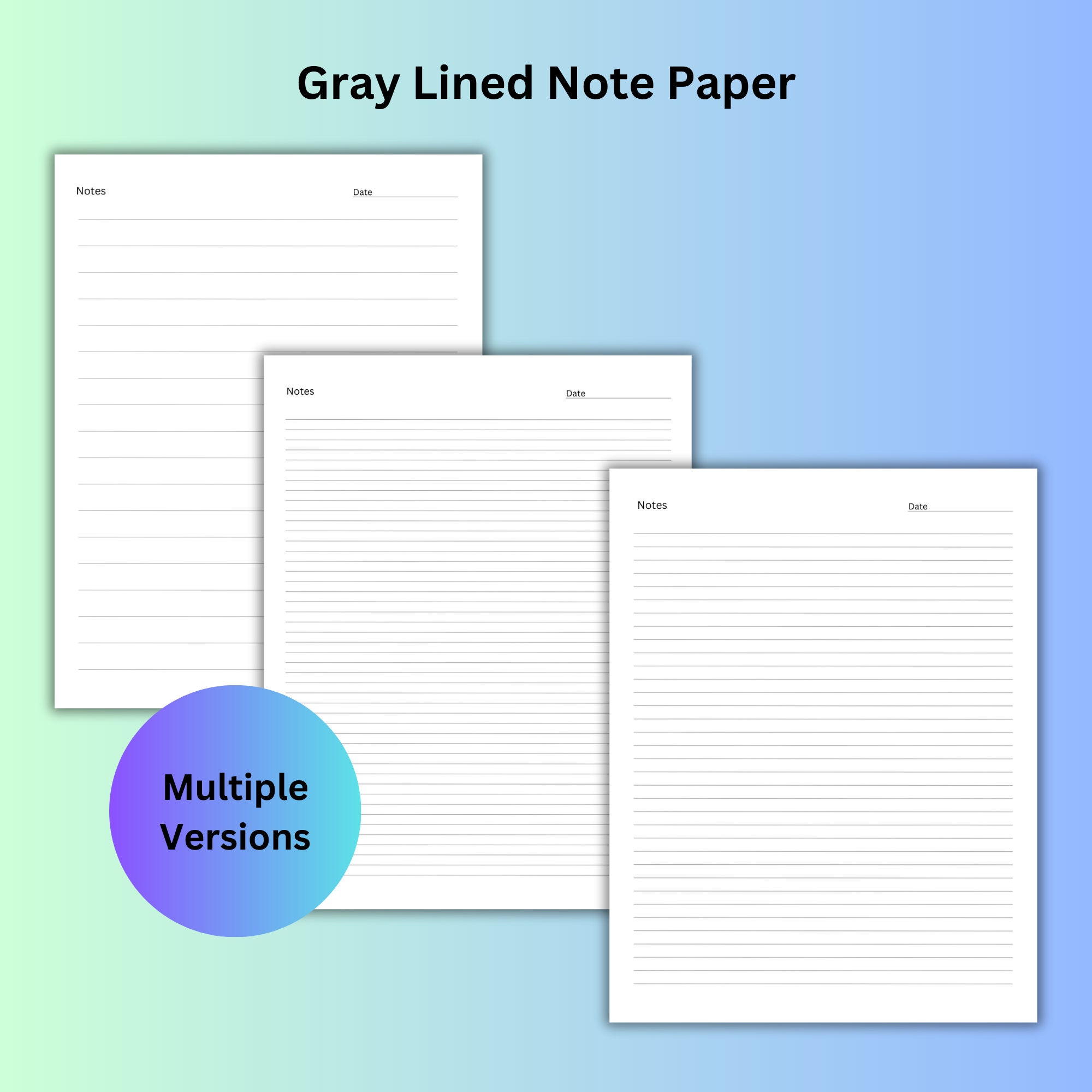 Note Taking Paper, Printable Note Pages, Student Note Taking, Letter ...