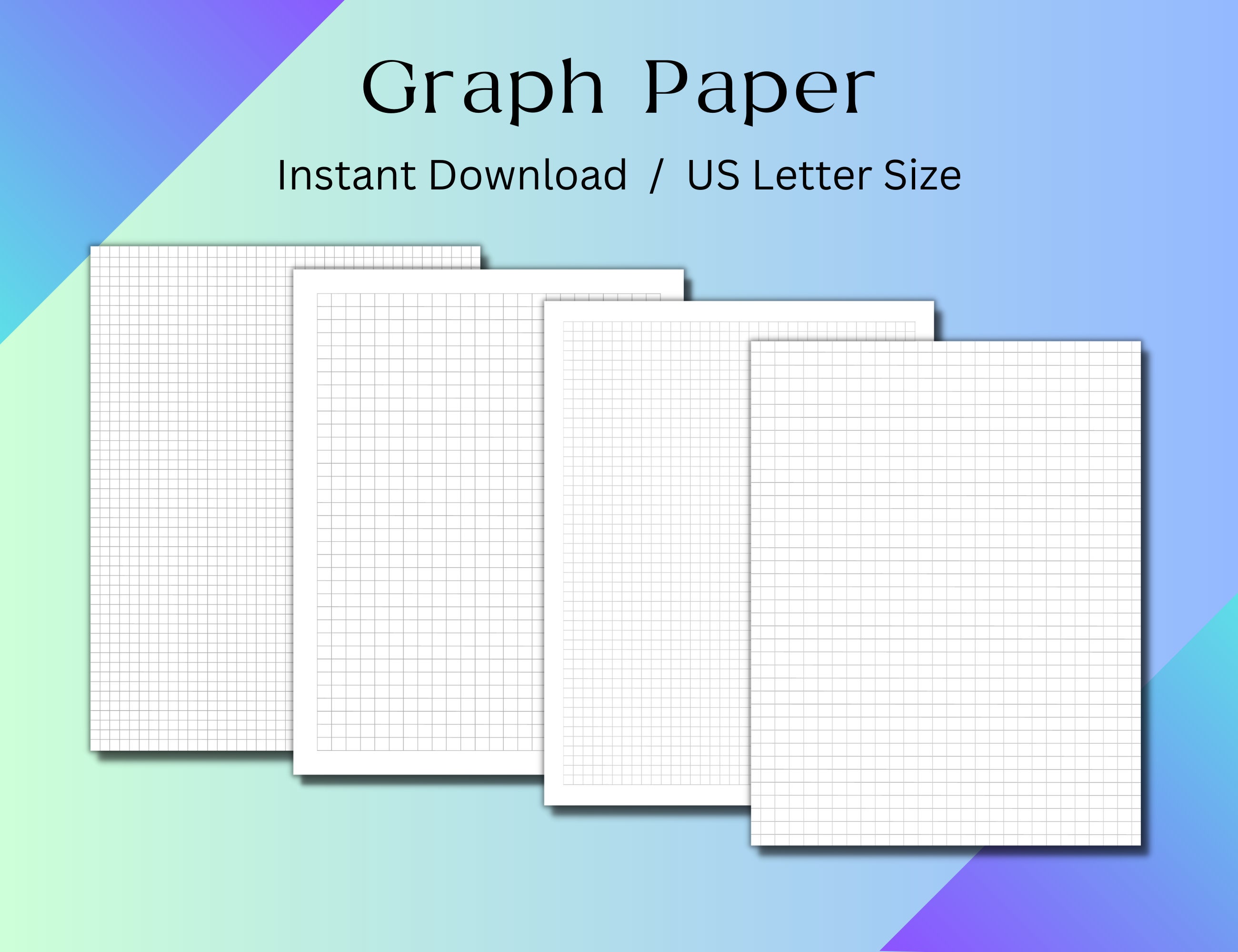 Printable Graph Paper With 2 Different Grid Sizes and 2 Different Graph ...