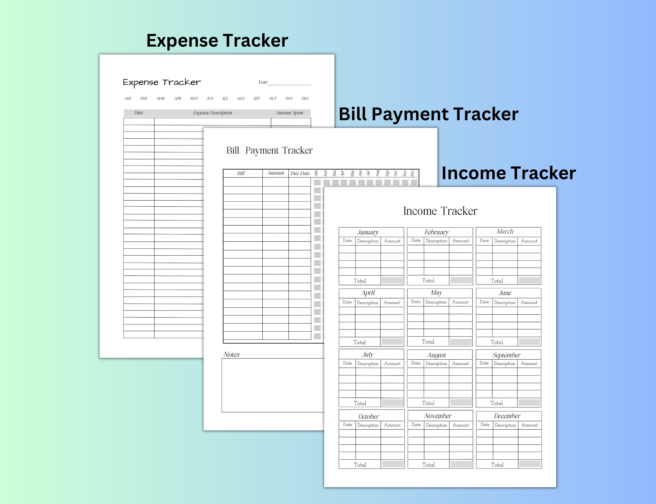 Income and Expense Tracker, Bill Tracker, Financial Planner, Income ...