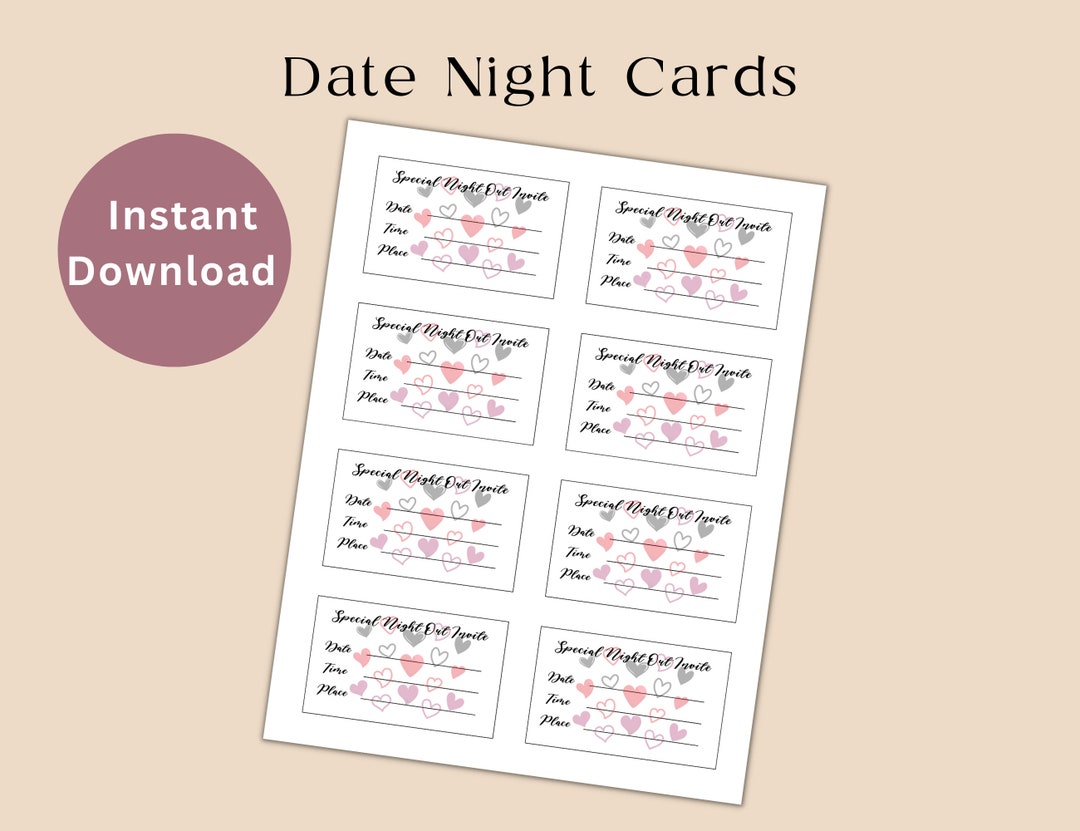 Special Night Date Cards, Date Plans, Husband Date, Wife Date ...
