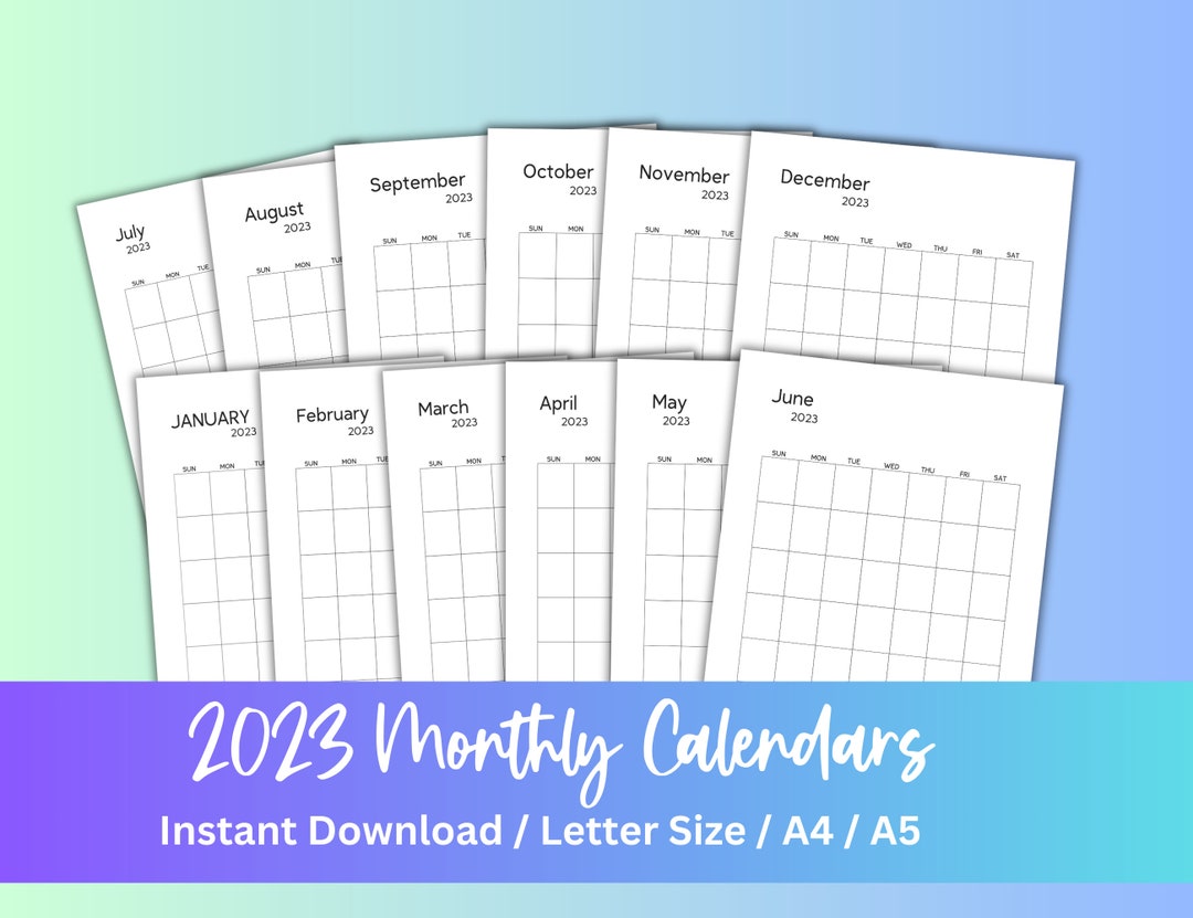 Monthly Calendars, Undated Calendars, Homeschool Calendar, 12 Month ...