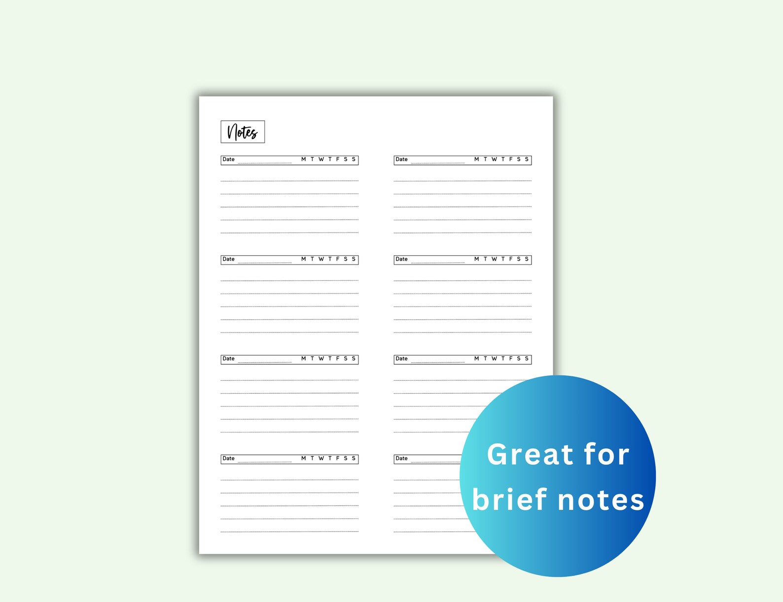 Note Paper, Note Taking Paper, Printable Notes, Writing Paper, Short ...