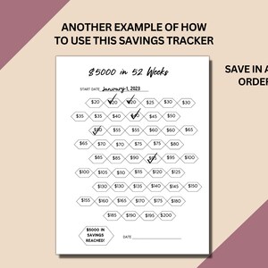 Savings Challenge, 5k Savings Challenge in 52 Weeks, Savings Tracker to ...