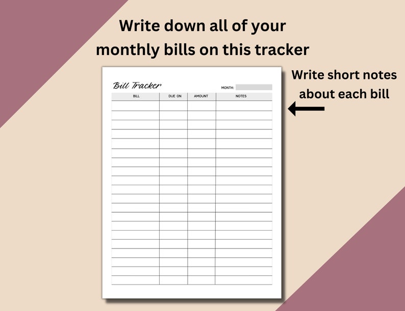 Bill Tracker Printable and Bank Account Tracker Printable to Help Keep ...