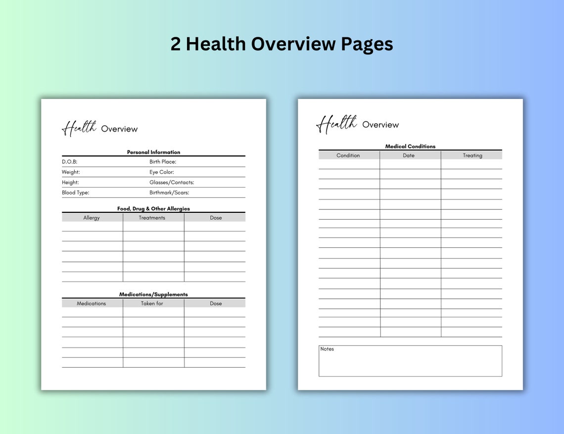 Medical Binder, Medical Binder Printable, Medical Tracker, Health ...