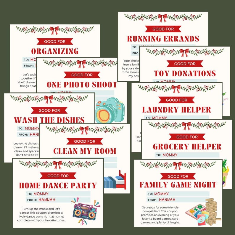 Editable Thoughtful Holiday Coupons / Vouchers Template From Kids to ...