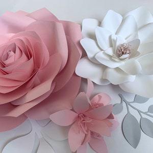 Paper Flower Set, Nursery Paper Flower Wall Decor, Baby Girl Nursery ...