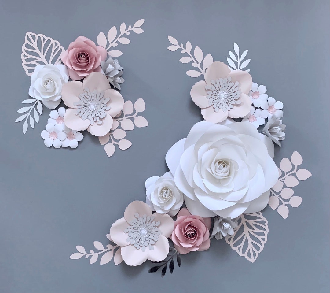 Paper Flower Set Nursery Paper Flower Wall Decor Baby Girl - Etsy