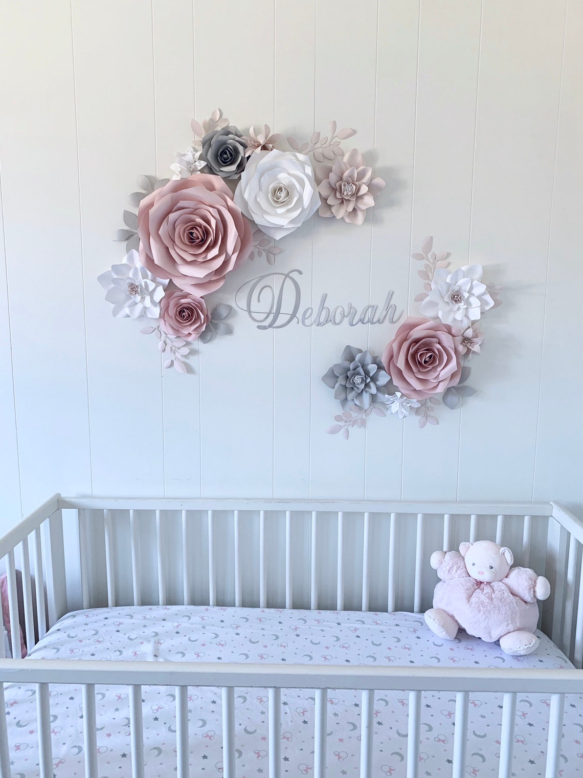 Paper Flower Set Nursery Paper Flower Wall Decor Baby Girl - Etsy